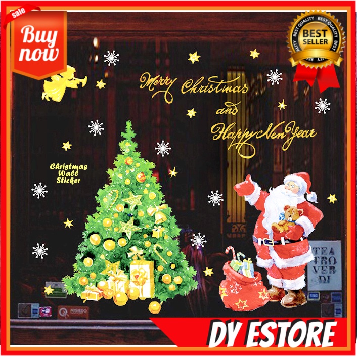 Jual Stiker Natal Dekorasi E693 Wall Sticker Motif santa Natal Sticker ...