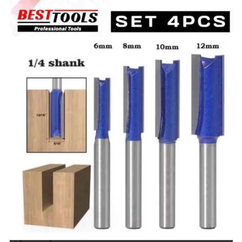 Jual Mata Profil Trimmer Straight Bit SET 4 pcs Flush Trim Mata Pisau ...