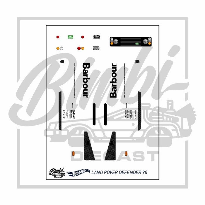 Jual Decal Scala 64 Stiker HW Land Rover Defender 90 Barbour Transparan ...