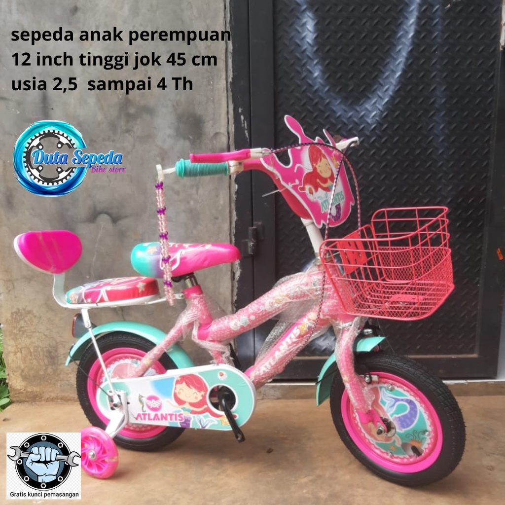 Jual Sepeda anak perempuan ukuran 12 Atlantia usia 2,5 sampai 4 tahun ...