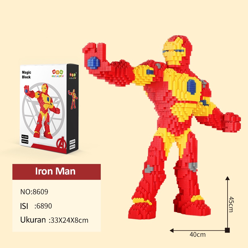 Jual Nano Blocks Iron Man 3D Model, Mainan Blok Susun, , Dekorasi ...