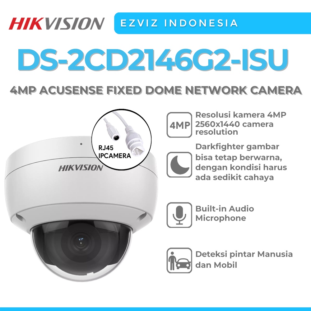 Jual HIKVISION DS-2CD2146G2-ISU 4MP ACUSENSE FIXED DOME NETWORK CAMERA | Shopee Indonesia