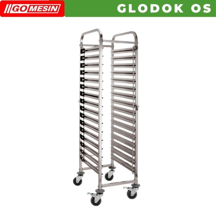 Jual TROLLEY BAKERY STAINLESS 15 RAK UNTUK LOYANG 40X60 CM TROLI ROTI ...