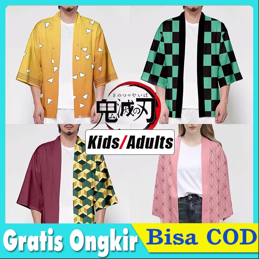 Jual Anime Demon Slayer Anime Loose Summer Beach Cardigan Tanjiro ...