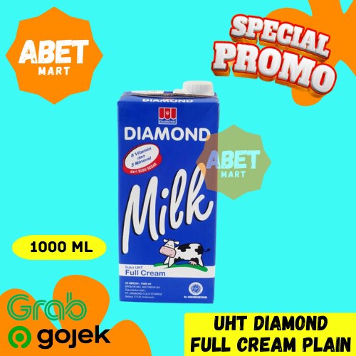 Jual Susu UHT Diamond Full Cream Plain 1 Liter - Putih 1L Biru Kotak Tawar | Shopee Indonesia