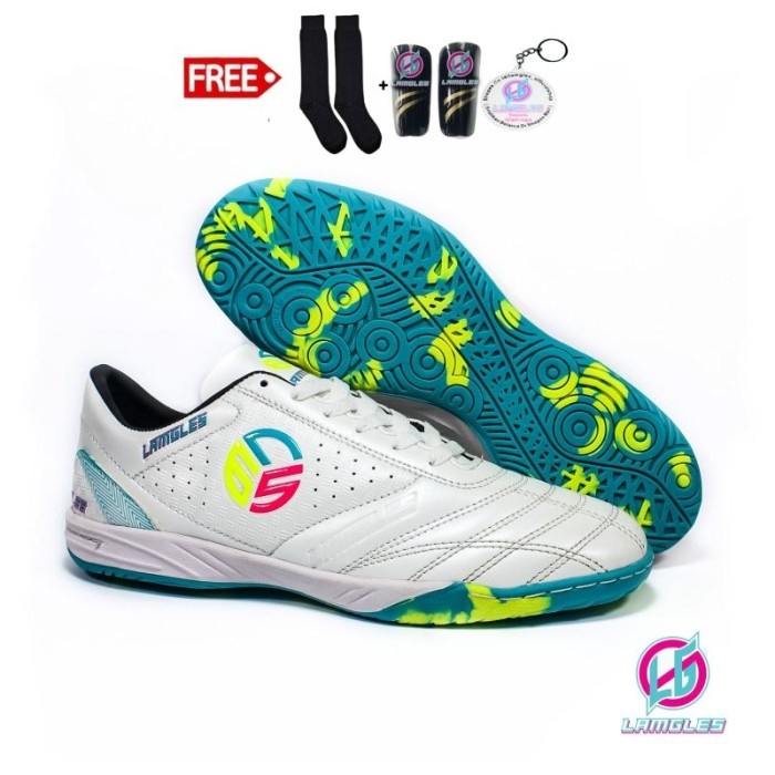 Jual Lamgles Sepatu Futsal Pria 3D FG White JUMBO Free Tas Kaos Kaki ...