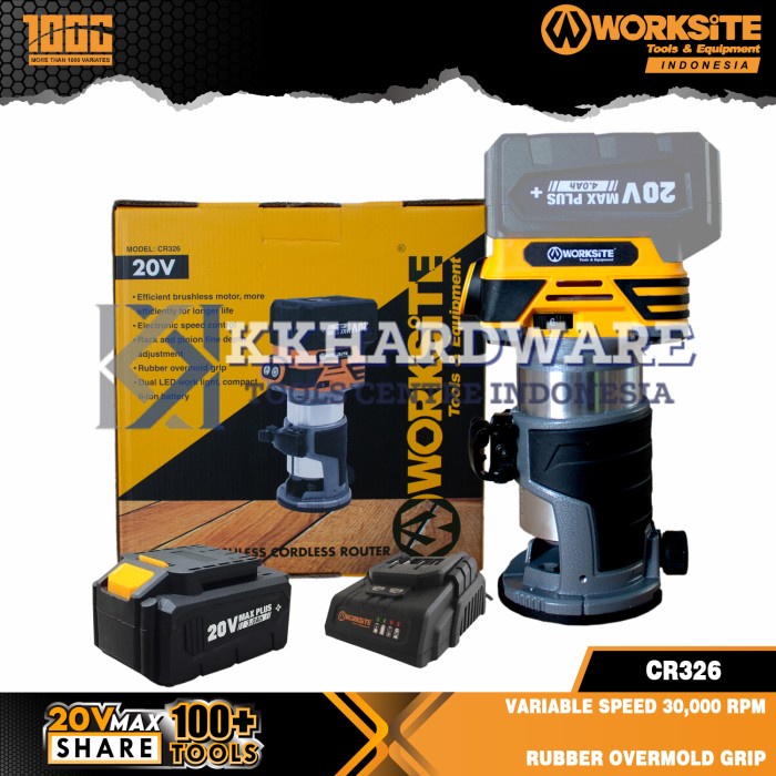Jual Worksite Router trimmer Brushless Mesin Profil Kayu cordles 20V ...