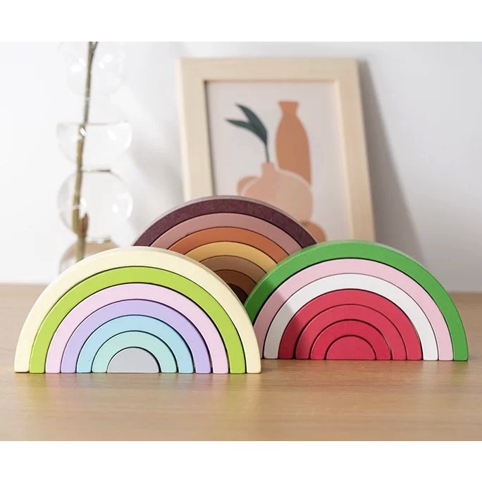 Jual RAINBOW STACKER | Mainan montessori kayu rainbow block | Pelangi ...