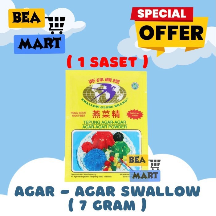 Jual Agar Agar Swallow Globe Brand TANPA RASA 7gr | Tepung Agar / Bubuk ...