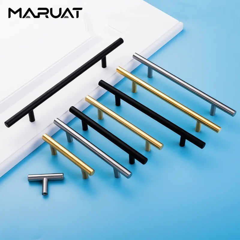 Jual Gold Furniture Handles 50mm-500mm Long Wardrobe Pull Black Drawer ...