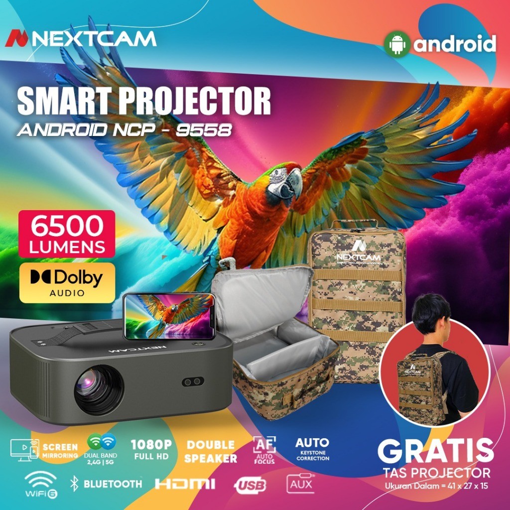 Jual Projector Android Auto Focus Nextcam NCP-9558 GARANSI RESMI ...