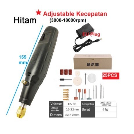 Jual Bor Mini 12V DC Cordless Alat Ukir Kayu Amplas 3000-18000 RPM ...