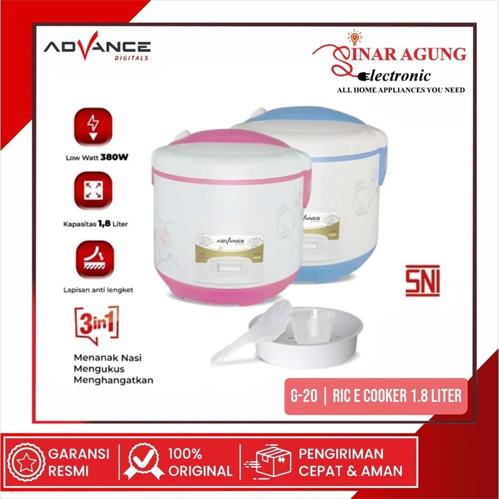 Jual ADVANCE G-20 / G20 RICE COOKER 1.8 LITER 3 IN 1 - GARANSI RESMI ...