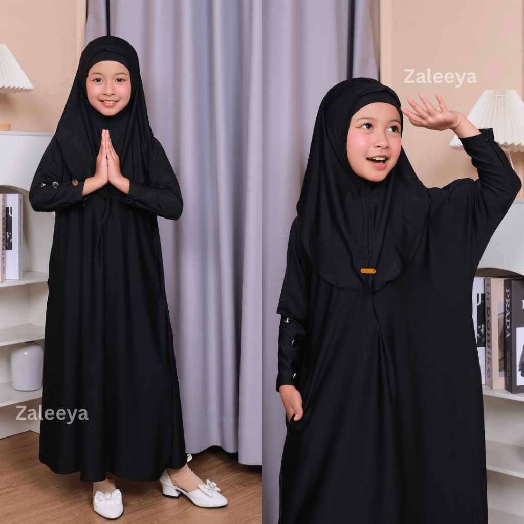 Jual Gamis Anak Perempuan 3-8 Tahun Set Hijab Abaya Jersey Batwing Anak ...