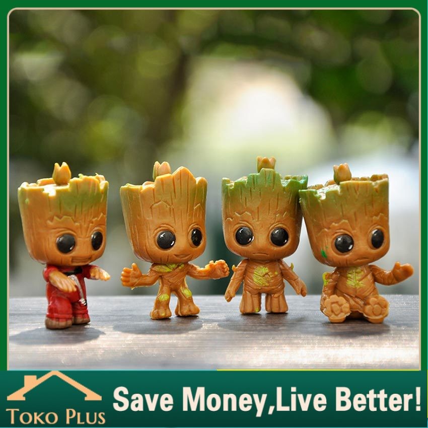 Jual 4Pcs Miniatur Resin Motif Baby Groot Mini Groot Lucu - Ornamen ...