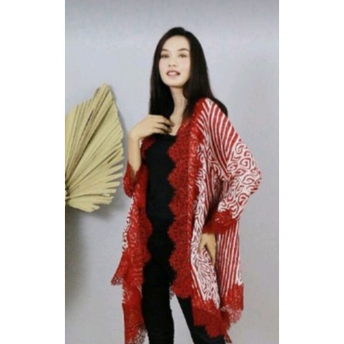 Jual outer batik lace viscos merah putih agustus promo terbaru 17 batik ...