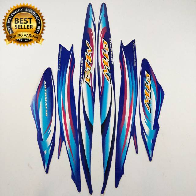 Jual stiker striping motor yamaha mio 2007 biru list body standar ...