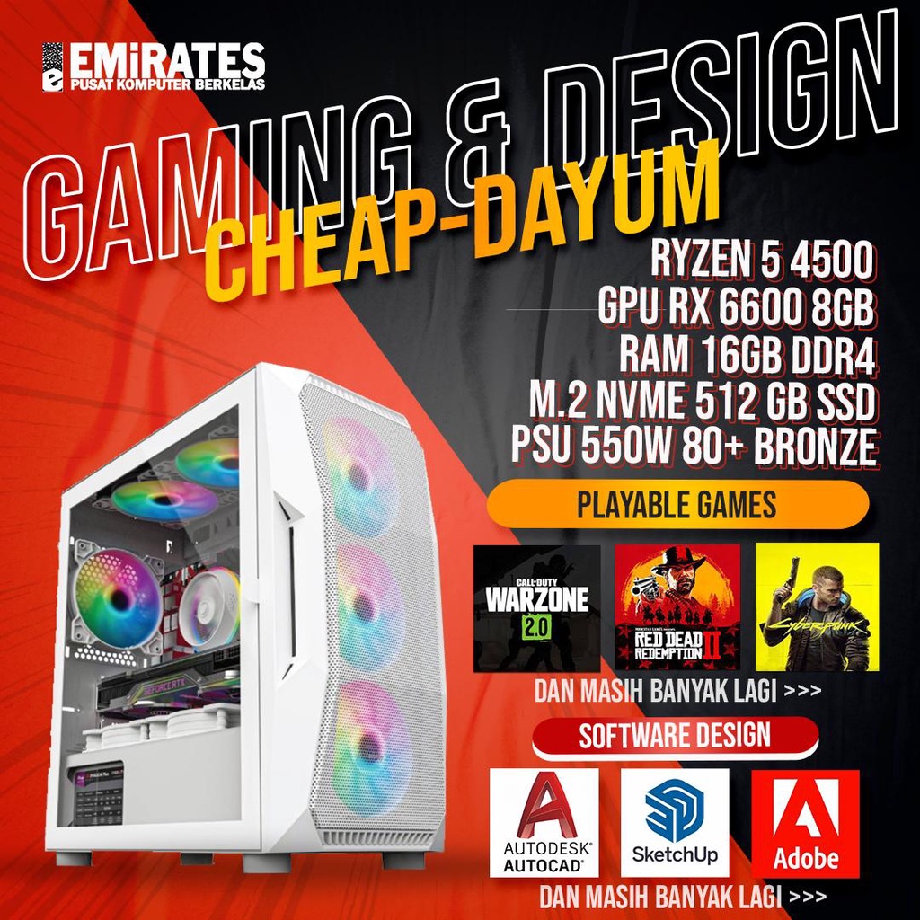 Jual PC RAKITAN | RYZEN 5 4500 | RX 6600 | 512 SSD | 16GB | GAMING ...