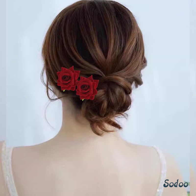 Jual Jepit rambut Bunga Mawar Romantis Berbentuk U Garpu Rambut Gaun ...