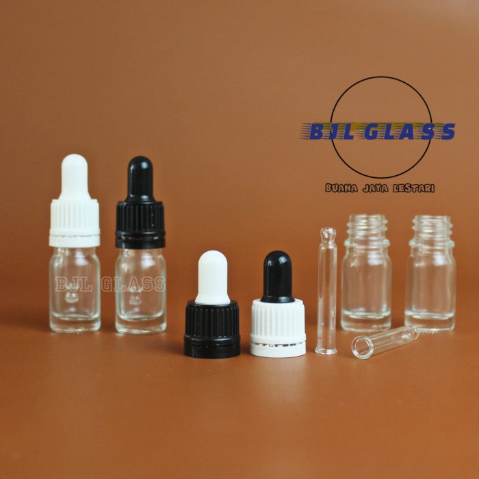 Jual Botol kaca pipet 5ml bening tebal / botol serum 5ml kaca / botol ...