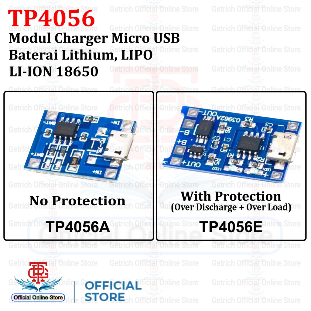 Jual Modul Charger Micro USB TP4056A Charger 18650 Lithium 5V 1A ...