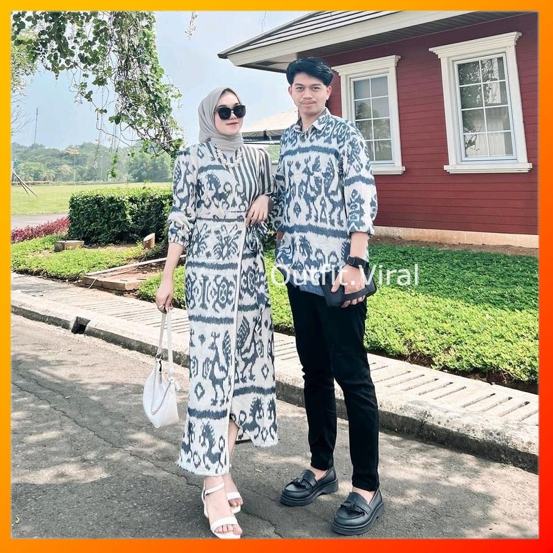 Jual baju couple tenun set kondangan - set couple kondangan - gamis ...