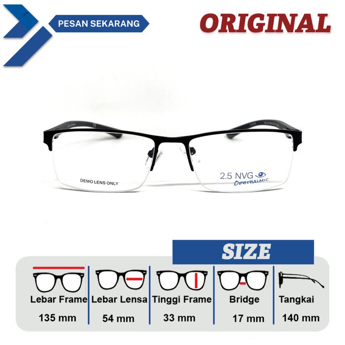 Jual FRAME KACAMATA PRIA DAN WANITA ORIGINAL NVG OPH 108 LEBAR FRAME ...