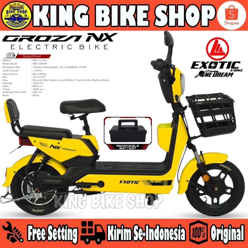 Jual Sepeda Listrik EXOTIC GROZA MX / NX BY PACIFIC 500 Watt Electric ...
