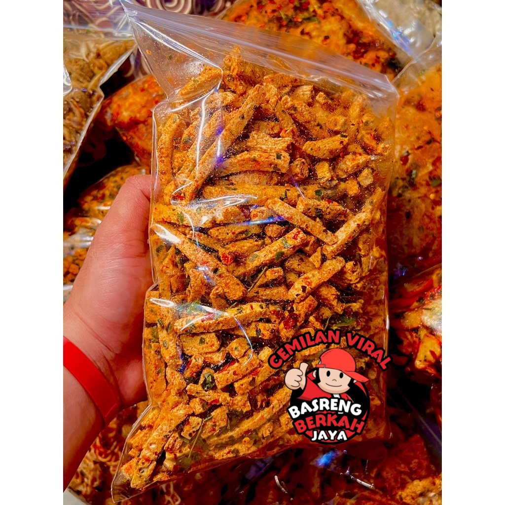 Jual Basreng pedas extra daun jeruk 1kg ready setiap hari / basreng ...