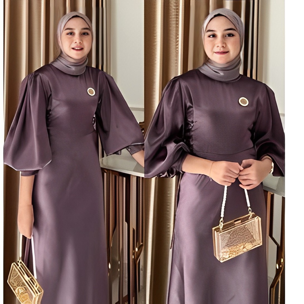 Jual Gamis Polos Velvet Satin Lyodra Dress Kondangan Baju Wisuda Gamis ...
