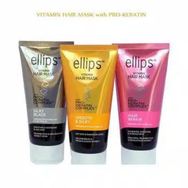 Jual ELLIPS Vitamin Hair Mask Pro Keratin 120g TUBE GRATIS ONGKIR ...