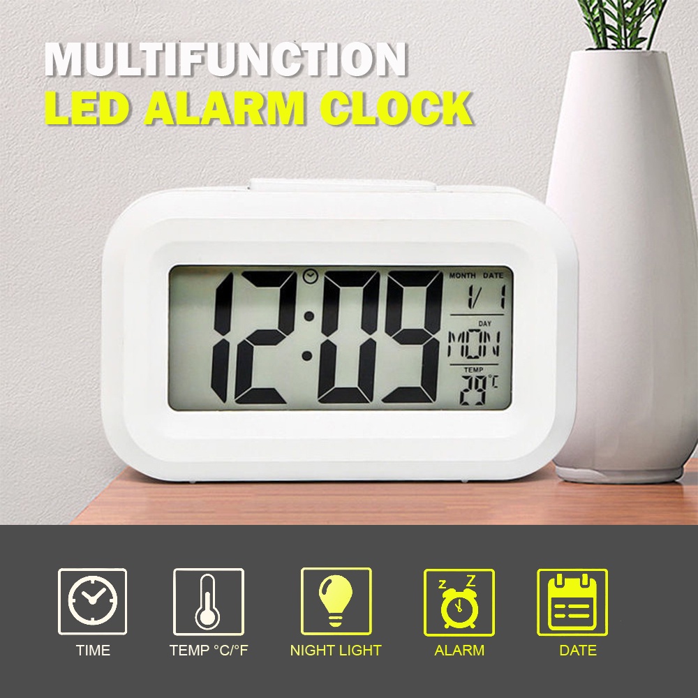 Jual COD Digital Jam Weker Digital Jam Meja Smart Alarm Clock 3D Clock ...
