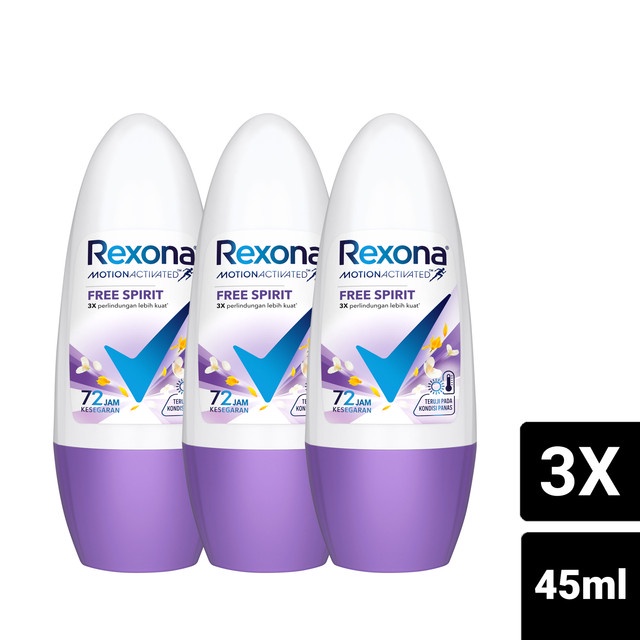 Jual Rexona Women Antiperspirant Deodorant Free Spirit Roll On 45ml x3 | Shopee Indonesia