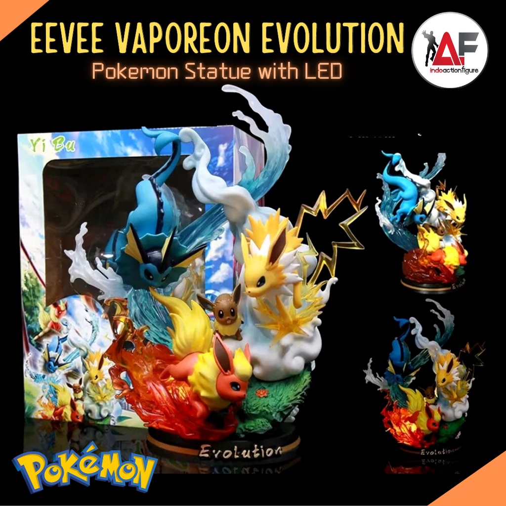 Jual Statue Pokemon Eevee evolution Vaporeon Jolteon Flareon LED ...