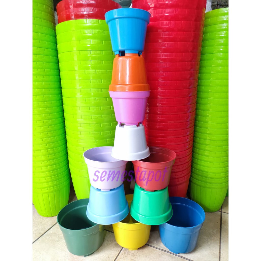 Jual Pot Bunga Tanaman Polos 17 Warna | Shopee Indonesia