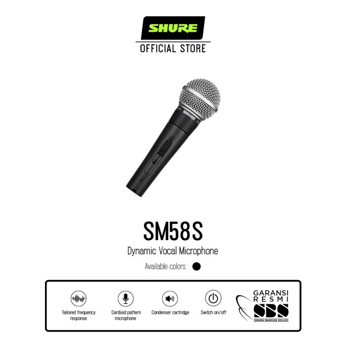 Jual Shure SM58S Dynamic Vocal Microphone (ON/OFF SWITCH) | Shopee Indonesia