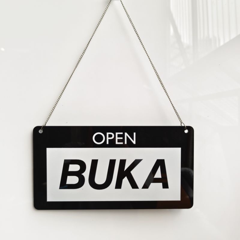Jual OPEN CLOSE BUKA TUTUP HITAM PUTIH | SIGN OPEN CLOSE AKRILIK ...