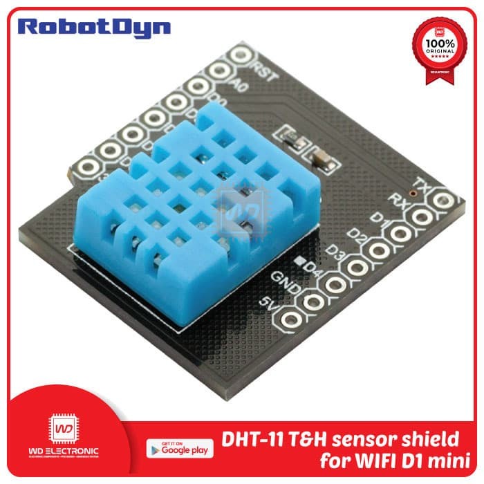 Jual RobotDyn DHT-11 Temperature sensor shield WIFI D1 mini Wemos D1 ...