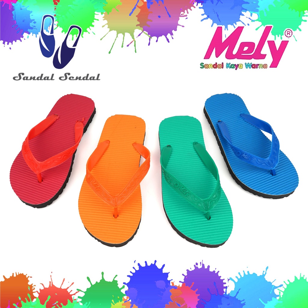 Jual Sandal Jepit Mely G.G Motif Garis Merah Orange Hijau Biru Lokal Lentur Ringan | Shopee ...