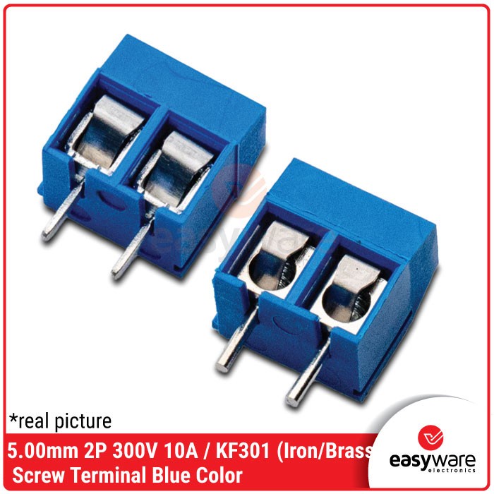Jual Terminal block screw 2 pin terminal biru 2pin KF301-2P pitch 5 ...