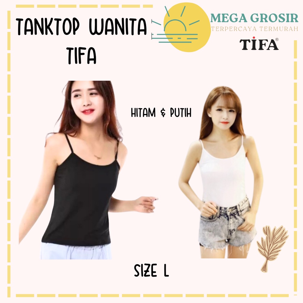 Jual Tank Top Wanita TIFA Hitam Putih Tali Kecil / Kaos Dalam | Shopee ...