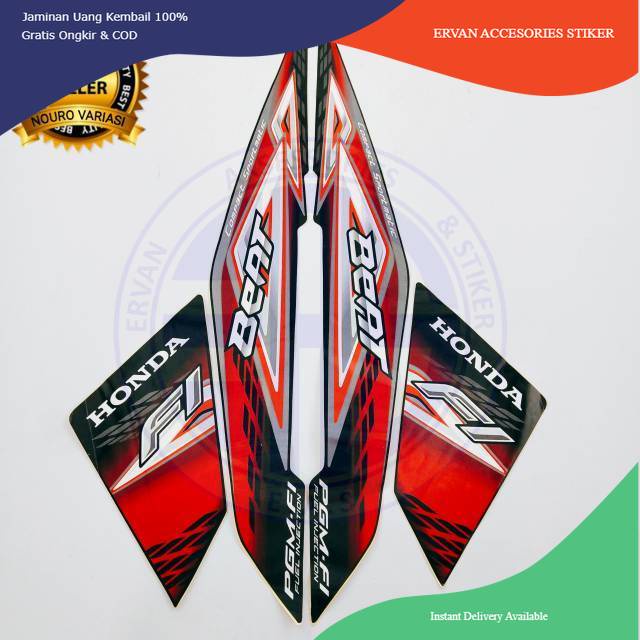 Jual striping honda beat fi 2014 hitam stiker list body motor standar ...