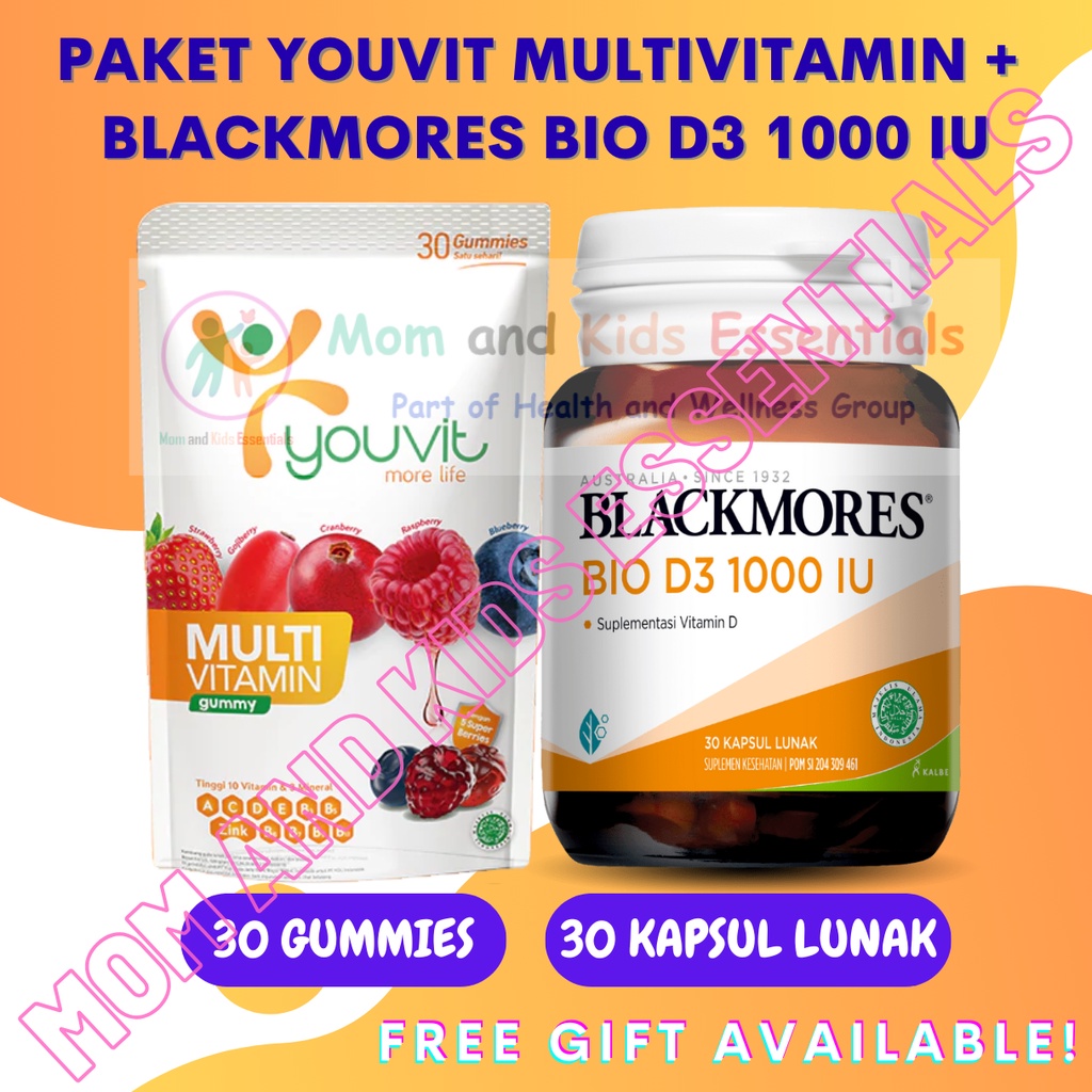 Jual PAKET IMUN DEWASA BLACKMORES BIO D3 1000 IU 30 KAPSUL LUNAK DAN YOUVIT MULTIVITAMIN DEWASA ...