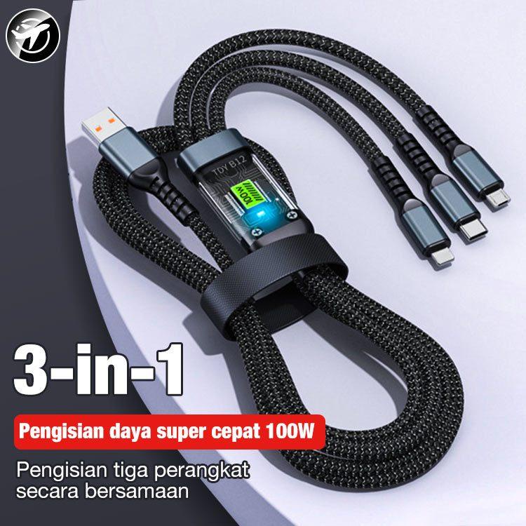 Jual Kabel Fast Charging 100W 3 in 1 USB to Lightning/Micro/Type C ...