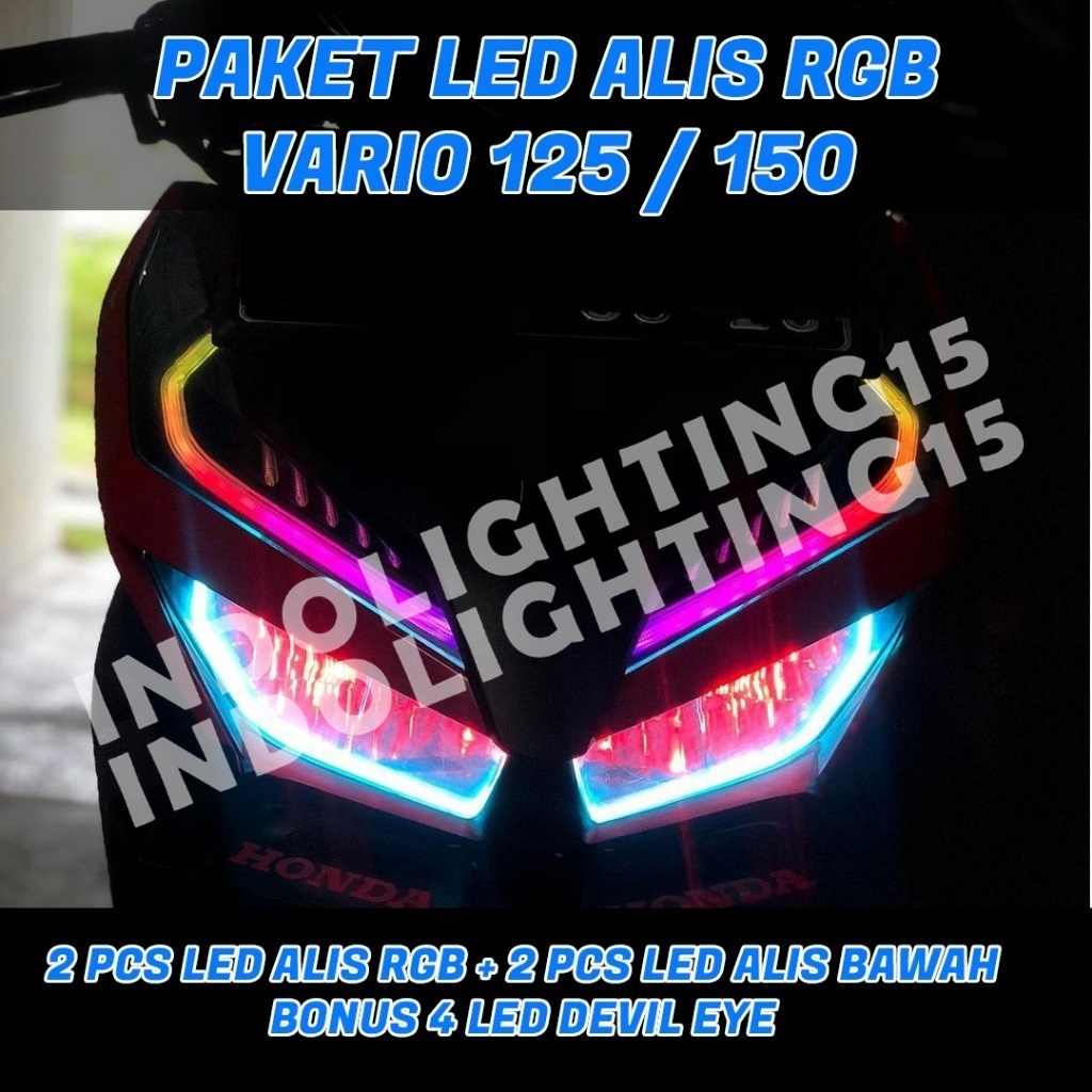 Jual PAKETAN LAMPU ALIS RUNNING RGB VARIO 125 VARIO 150 BONUS DEVIL EYES LAMPU ALIS DRL RUNNING ...