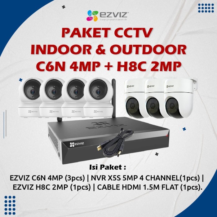 Jual Paket IP CAMERA CCTV EZVIZ 4ch Indoor 4MP & Outdoor 2MP Nvr 4ch | Shopee Indonesia