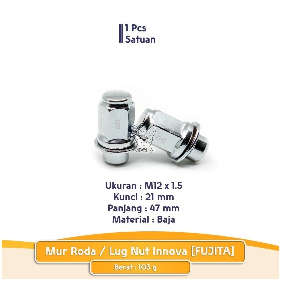 Jual [SATUAN] Mur Roda Fujita Lug Nut Toyota Inova Innova M12 x 1.5 ...