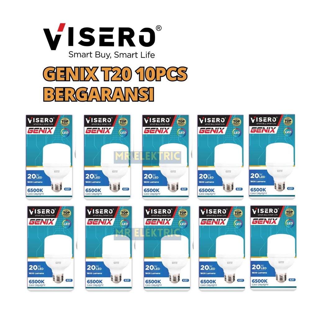 Jual Paket 10pcs Visero Genix T20 Lampu LED Cahaya Putih Bohlam Capsule Bergaransi SNI E27 ...