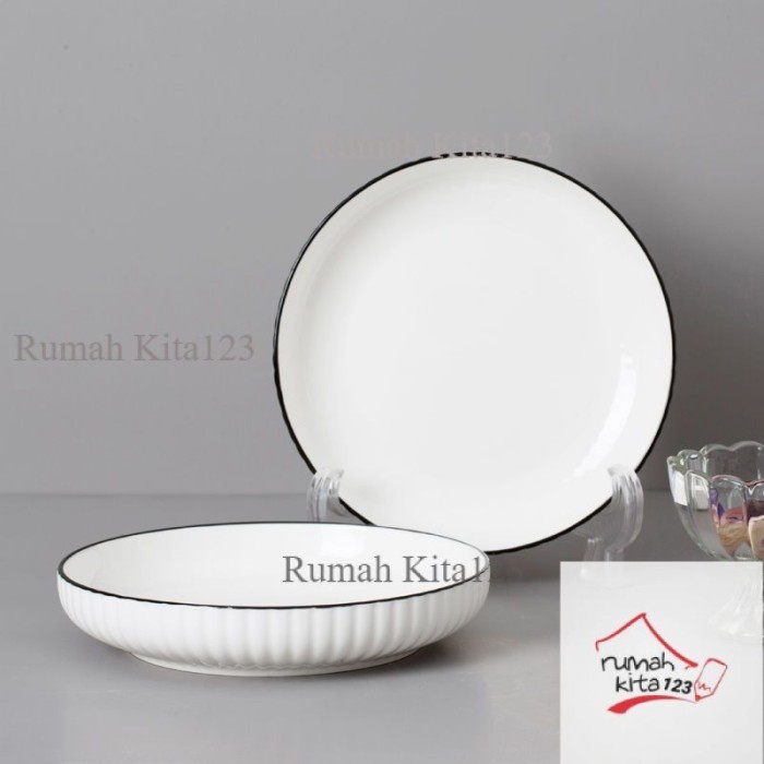 Jual PIRING KERAMIK PORCELAIN EMBOSSED PLATE 7/8/9 INCH PIRING MAKAN ...