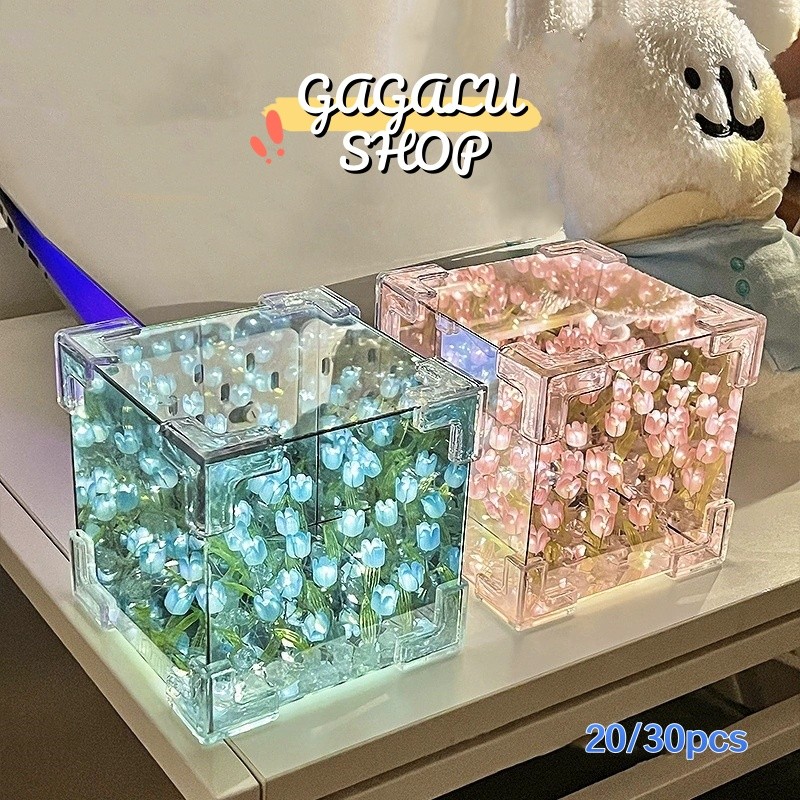 Jual [GAGALU] DIY 10*10CM 20/30 Bunga Tulip Lampu Malam Lampu LED Bunga ...